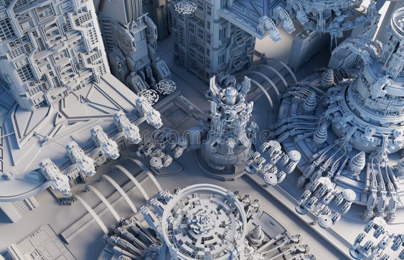 Fantastic High-tech City. 3d Render Stock Illustration - Illustration ...