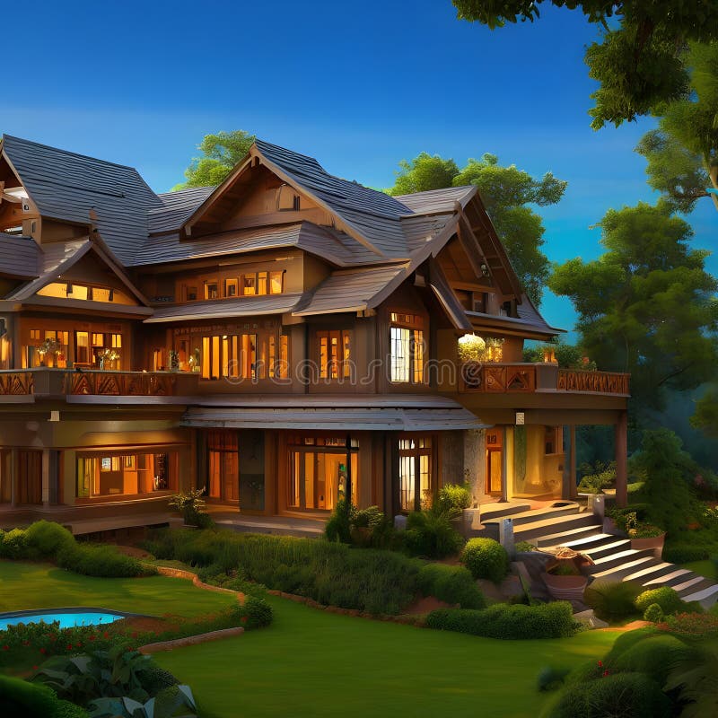 Fantastic House Exterior with Beautiful Natural Environment Ai ...