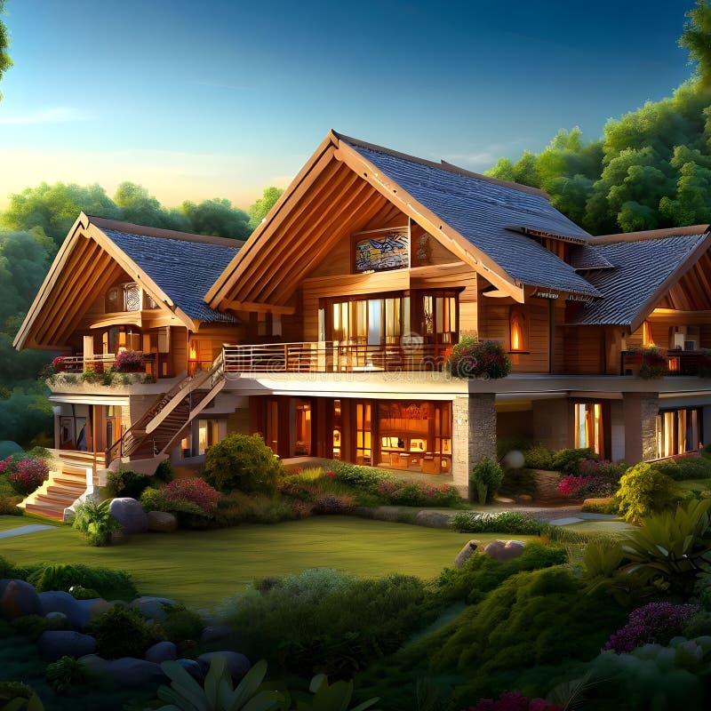 Fantastic House Exterior with Beautiful Natural Environment Ai ...