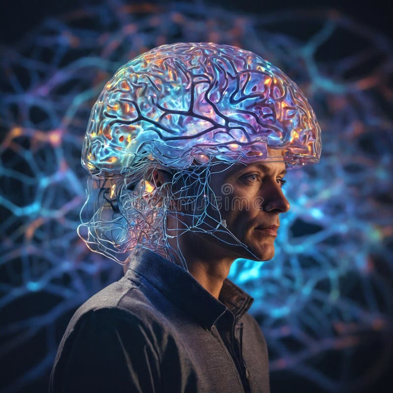 A Fantastic Human Brain instead of a Human Hat Stock Illustration ...