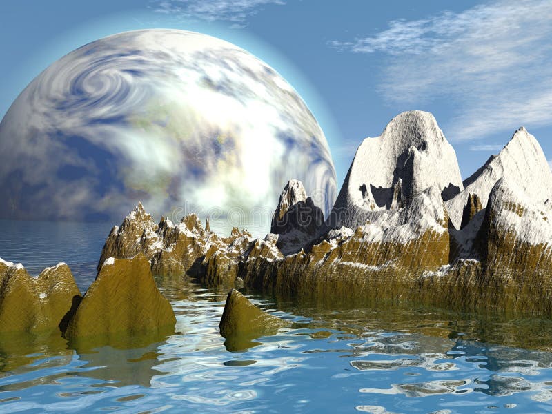 Fantastic landscape stock illustration. Illustration of backdrop - 6776801