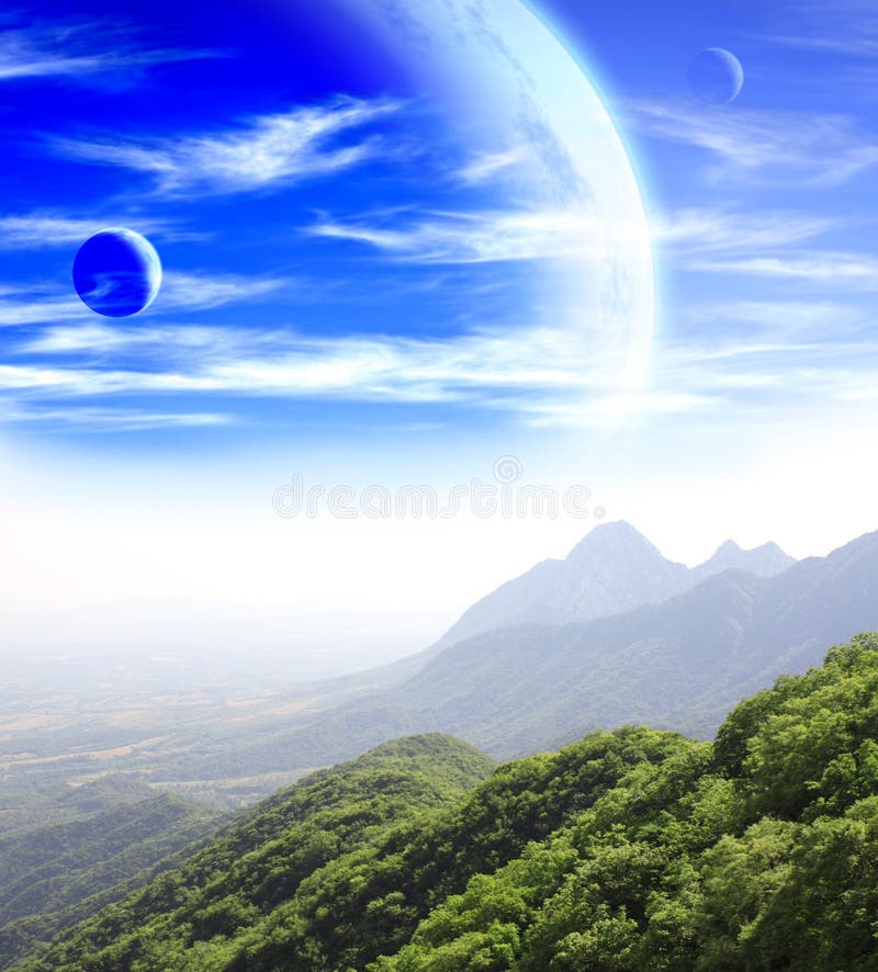Fantastic Landscape with Planet Stock Photo - Image of moon, future ...
