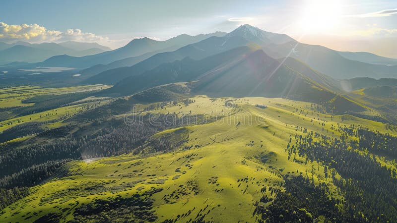 Fantastic Landscape Scene with Mountain, Aerial View of the Mountain ...