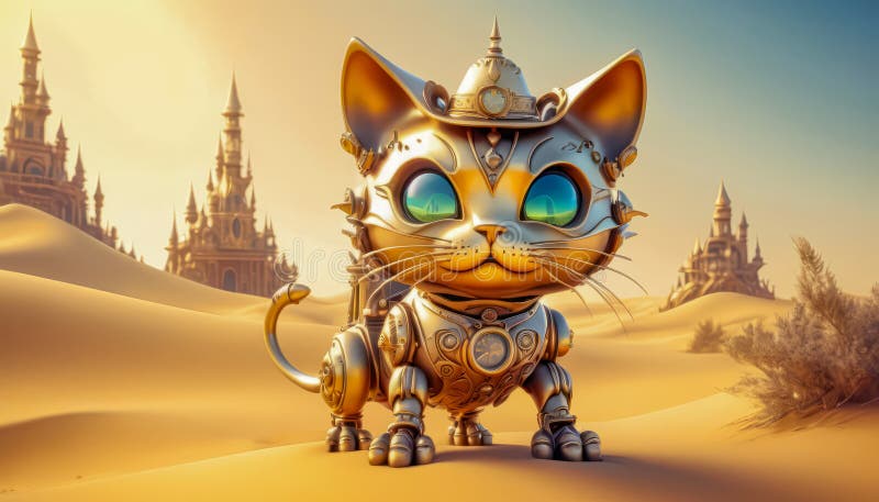 Fantastic Lonely Desert Sand Cat Stock Image - Image of hunter, desert ...