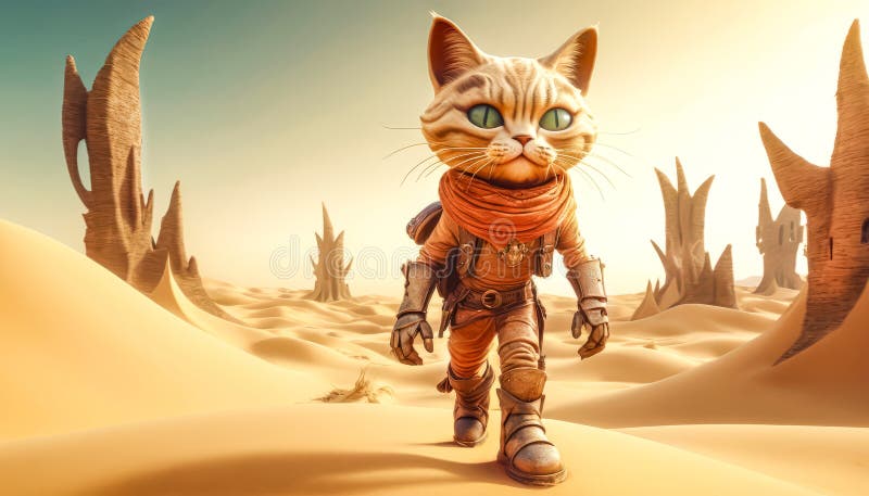 Fantastic Lonely Desert Sand Cat Stock Image - Image of cute, animal ...