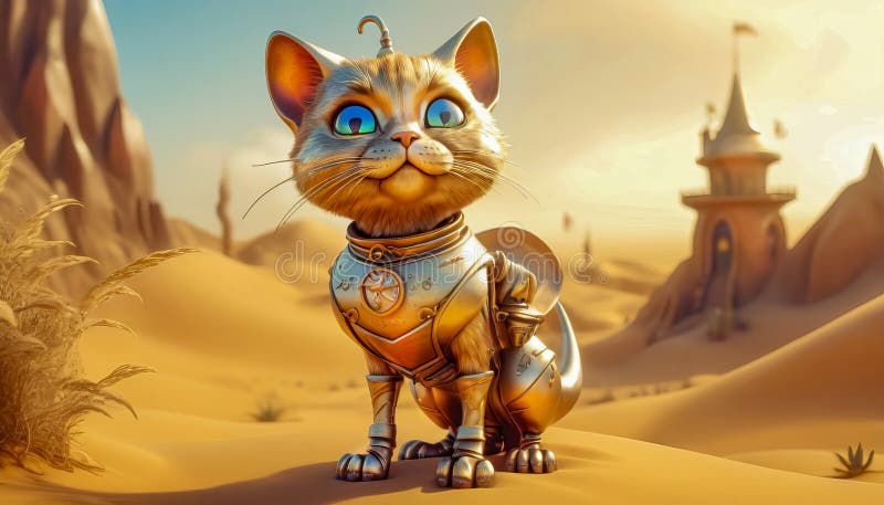 Fantastic Lonely Desert Sand Cat Stock Photo - Image of wildlife ...