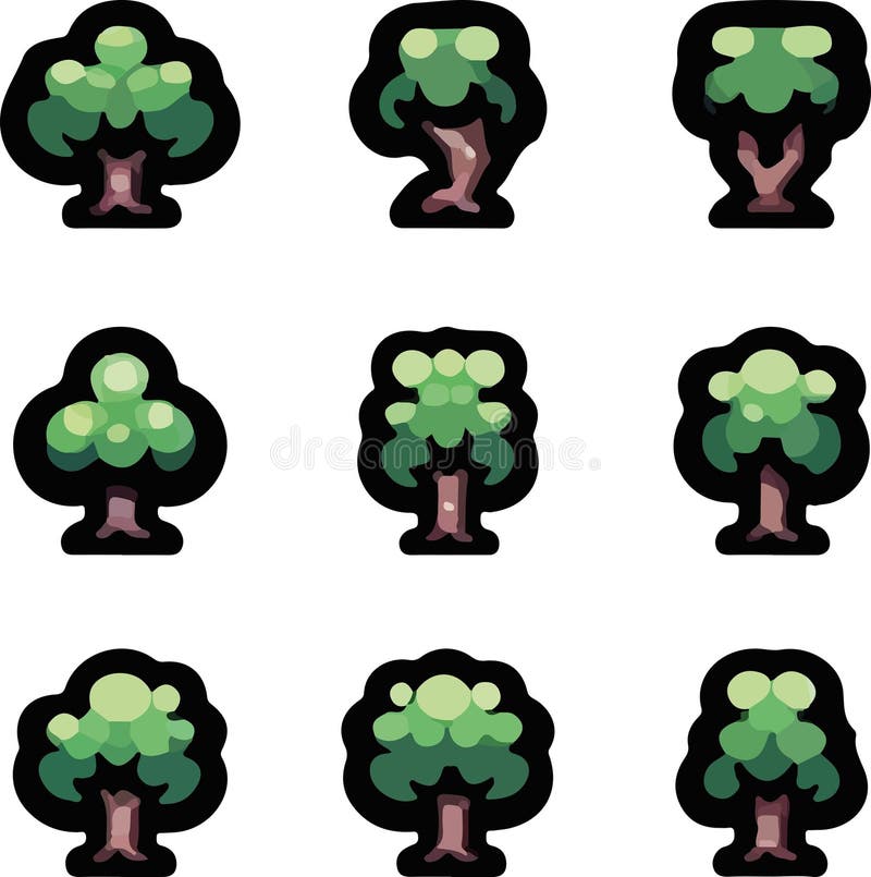 Fantastic and Lovely Game Items Trees Vector Set Stock Vector ...