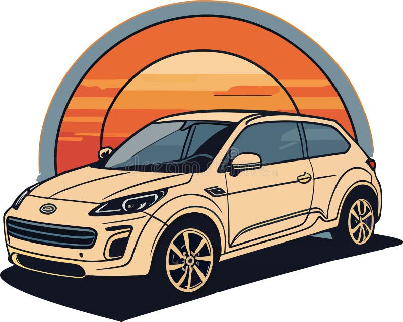 Fantastic Lovely Vector Art Sport Car Sunset Stock Vector ...