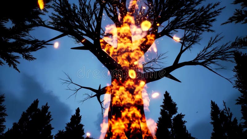 Mystical Low-angle Shot of a Large Tree Silhouette Filled with Magical ...
