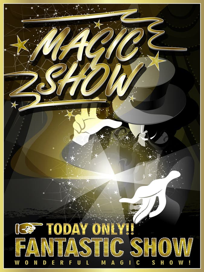 Magic Show Poster Design Template. Illusion Magical Vector Background ...