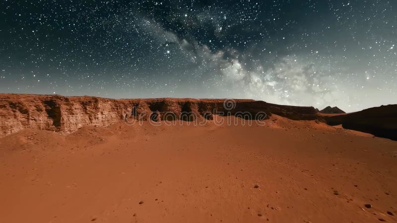 Fantastic Mars Landscape Depicting Beautiful Planet View, Distant Stars ...