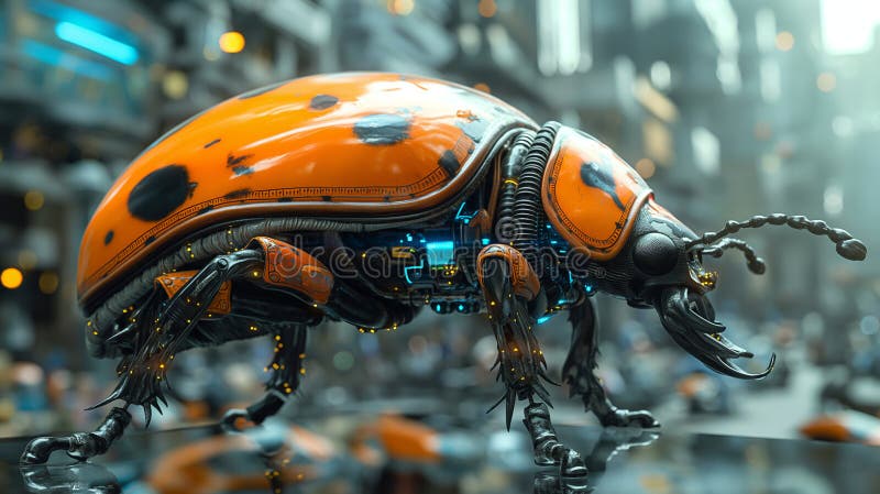 A Fantastic Mechanical Bug in the Wild. Stock Illustration ...