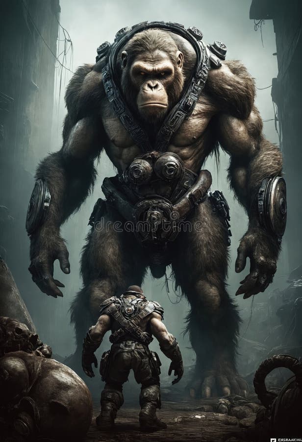 Fantastic Monster with the Head of a Monkey Stock Illustration ...