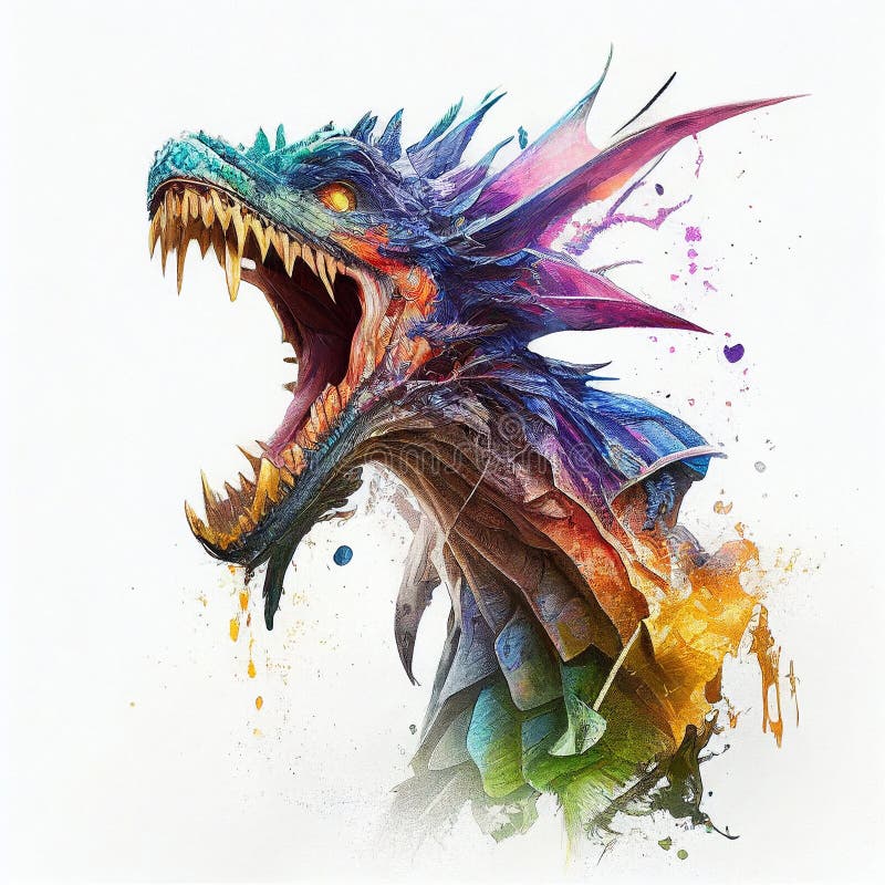 Fantastic Multi-colored Dragon on a White Background. AI Generated ...