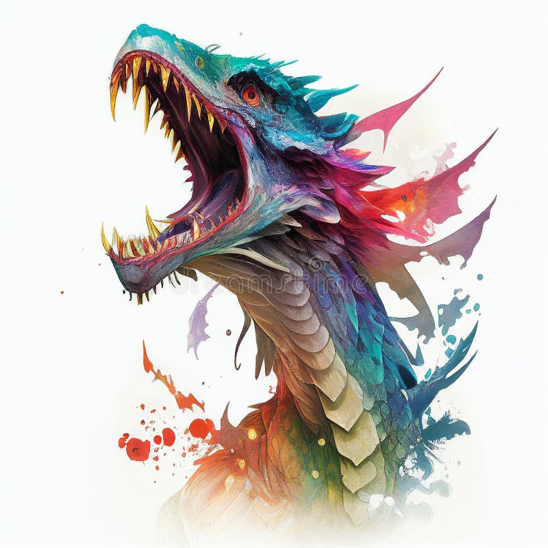Fantastic Multi-colored Dragon on a White Background. AI Generated ...