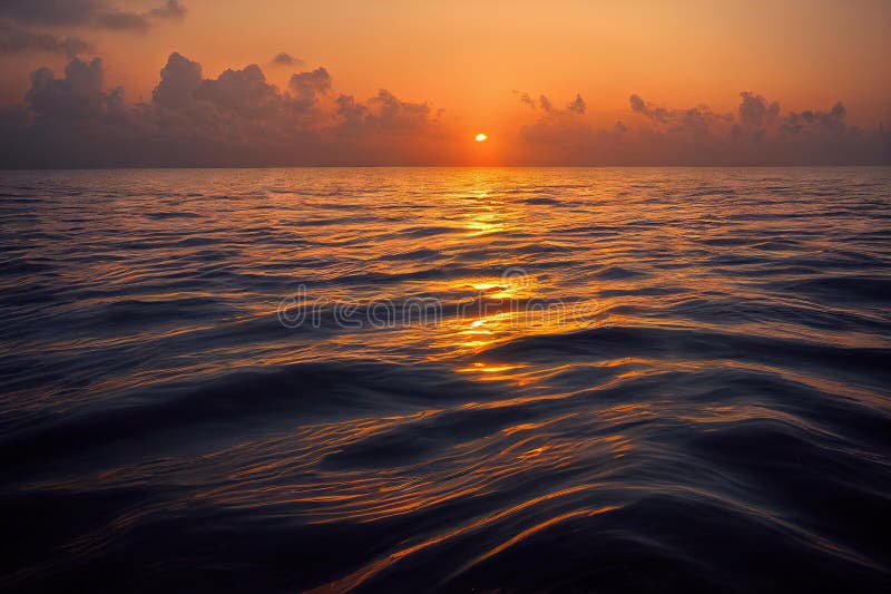 Fantastic Multicolored Colors Sunrise Dramatic Sky Above Water in Ocean ...