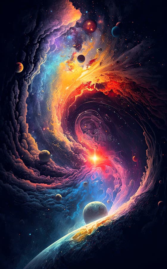 Fantastic Multicolored Outer Space with Stars, Constellations, Galaxies ...