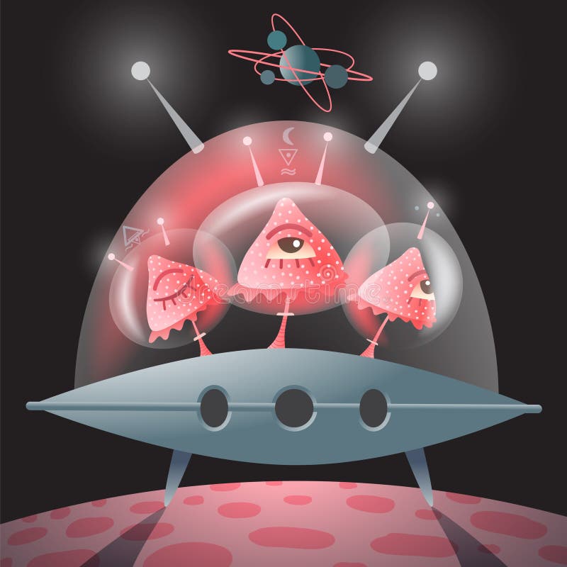 Fantastic Mushrooms in Space Shuttle Stock Vector - Illustration of ...