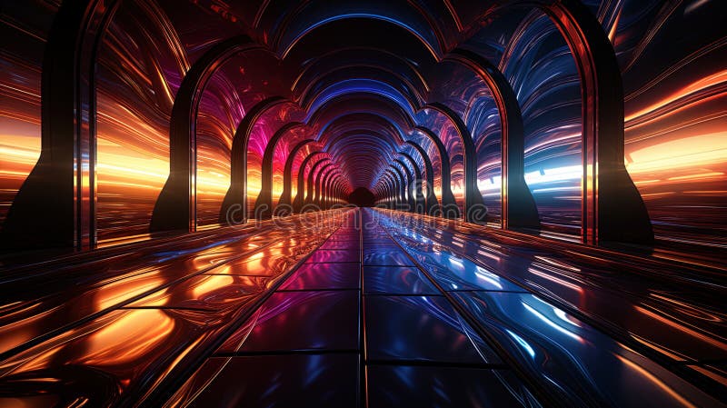 A Fantastic Neon Move, Leading into the Distance, Where Light and Color ...