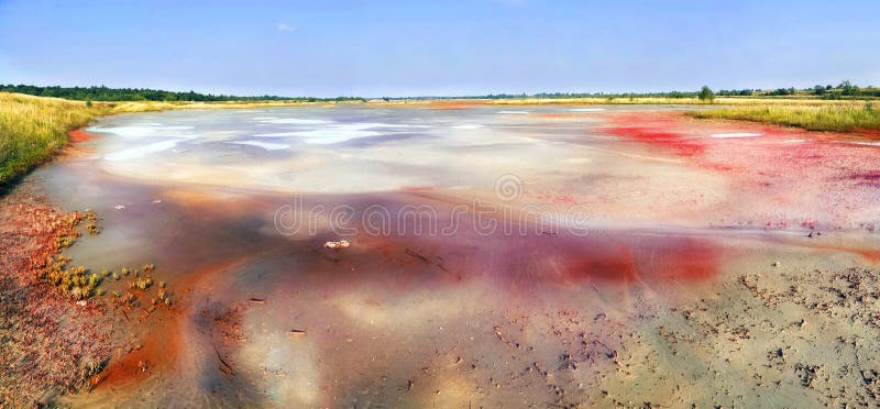 Pollution of a Lake with Contaminated Red Water Stock Image - Image of ...
