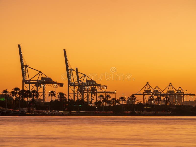 Fantastic Pink Sunset at Miami Harbour, USA Stock Photo - Image of ...