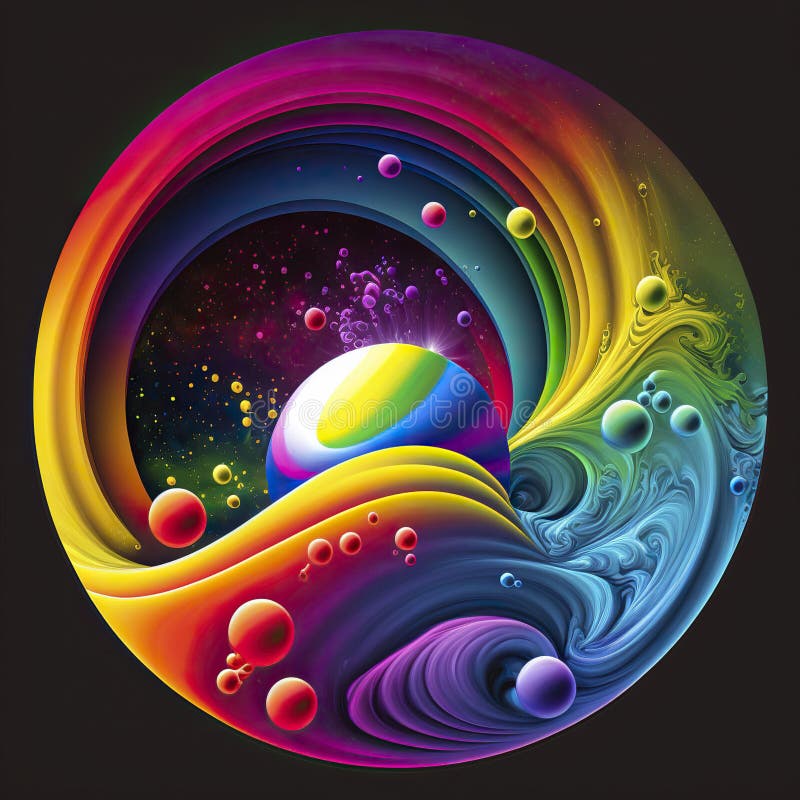 Fantastic Planet, Rainbow Colors. Generative AI Stock Illustration ...