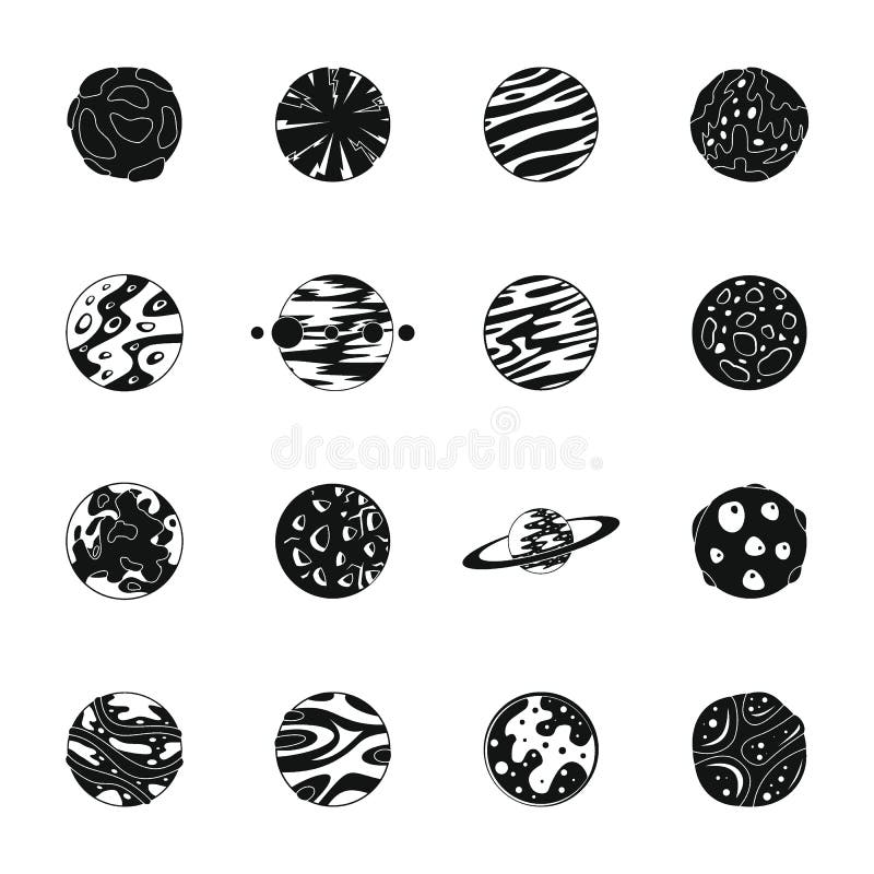 Fantastic Planets Icons Set, Simple Style Stock Vector - Illustration ...