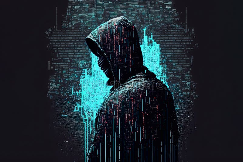 Fantastic Portrait of a Hacker. Cyber Security Internet Concept Stock ...