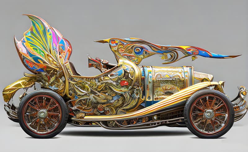 Fantastic Retro Car with Multi-colored Body Elements, Beautiful Old ...