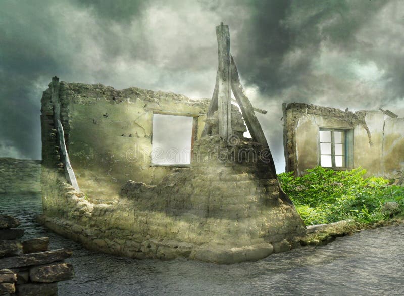 Fantastic ruins stock image. Image of wall, stone, surrealism - 42876799