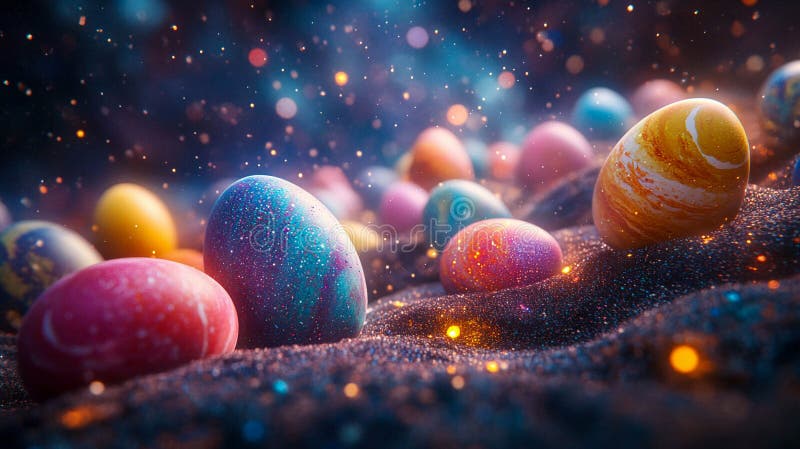 Fantastic Scene, Space. in the Center are Shiny Easter Eggs of ...