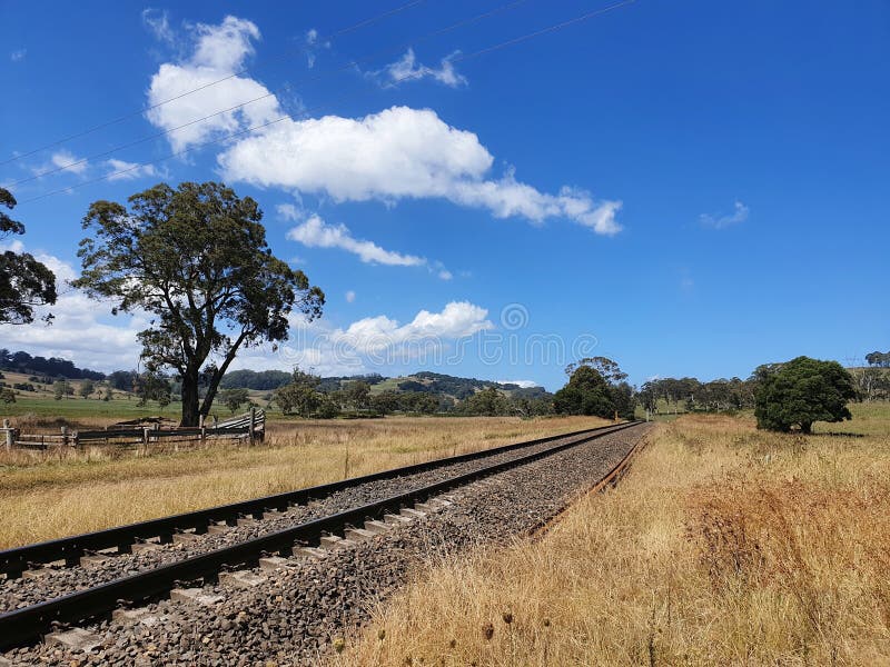 Fantastic Shot of a Long Railroad through the Forest in Australia Stock ...