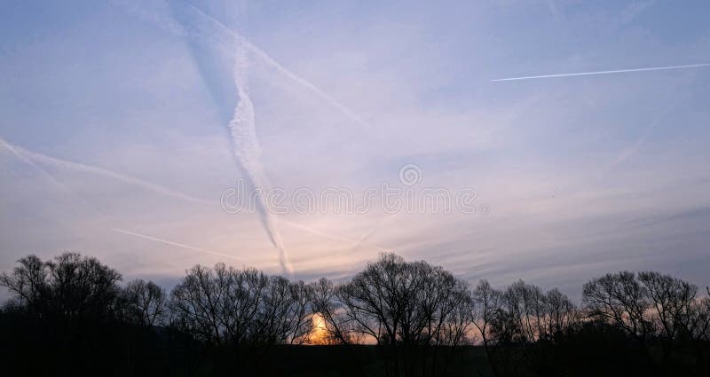 Fantastic Sky at Sunrise in the Mountain Trees Stock Image - Image of ...