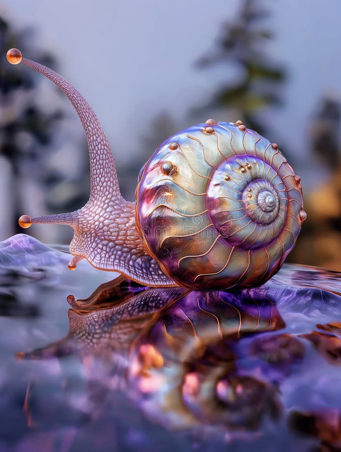 A Fantastic Snail with an Unusual Beautiful Shell. Stock Illustration ...