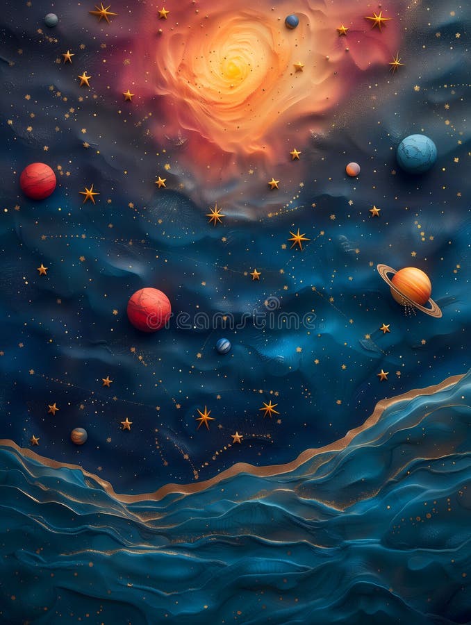 Fantastic Space Illustration of the Solar System Stock Illustration ...