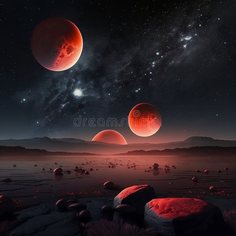 Fantastic Space Image of the Red Planets Stock Illustration ...