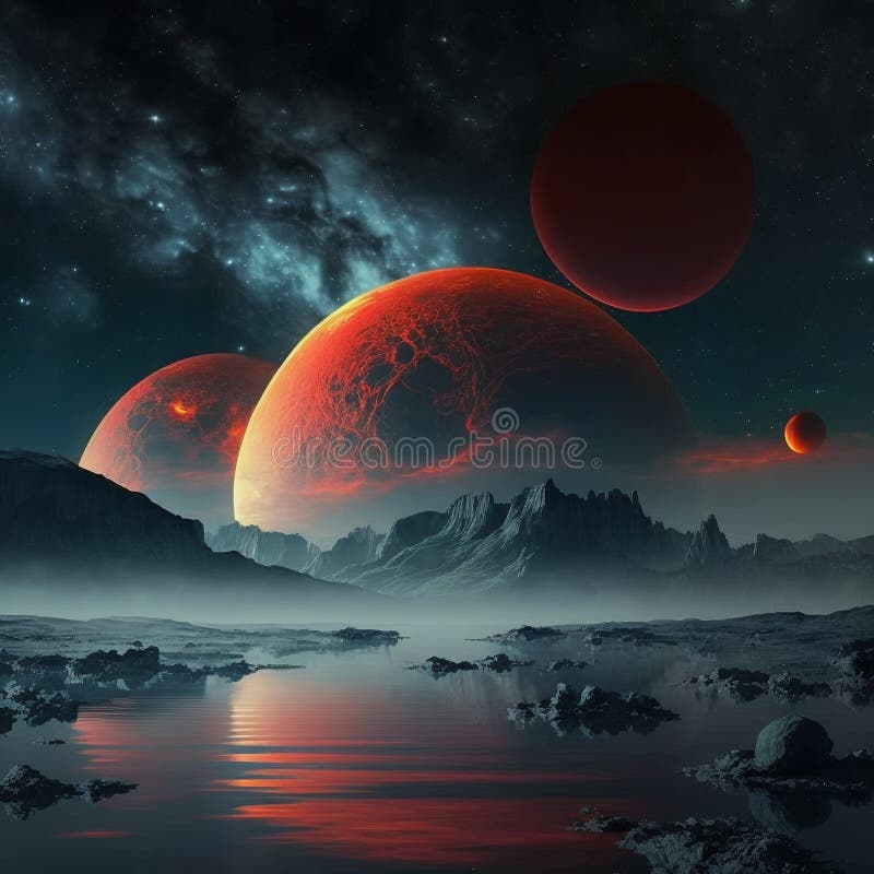 Fantastic Space Image of the Red Planets Stock Illustration ...