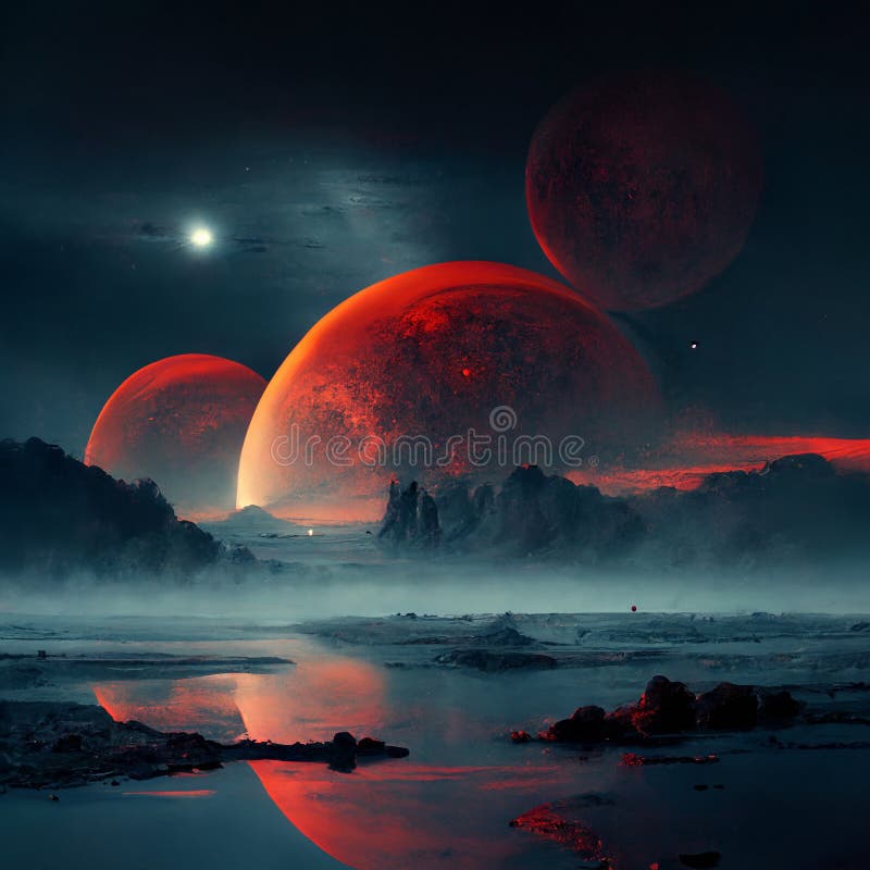 Fantastic Space Image of the Red Planets Stock Illustration ...