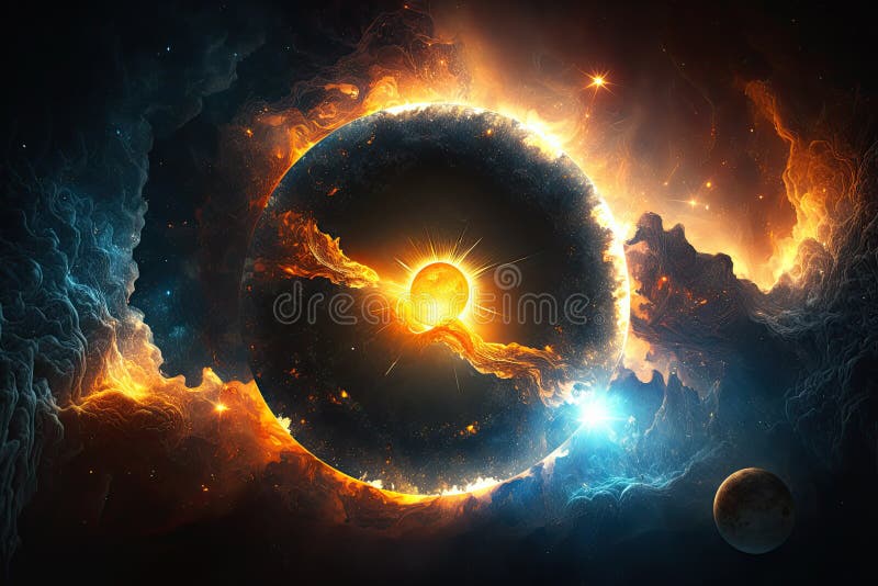 Fantastic Space with Planets and Constellations in the Starry Sky Stock ...