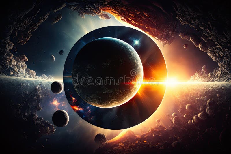 Fantastic Space with Planets and Constellations in the Starry Sky Stock ...