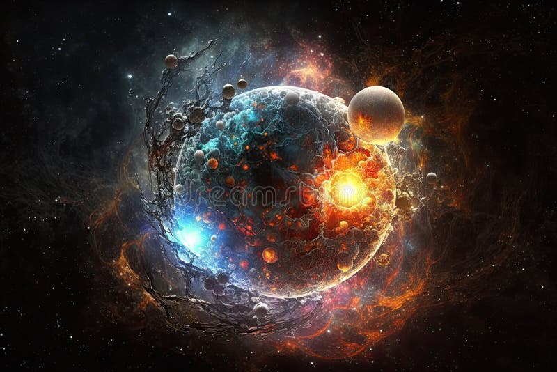 Fantastic Space with Planets and Constellations in the Starry Sky Stock ...