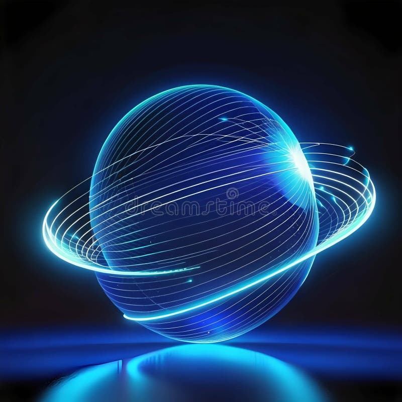 Fantastic Space Wave Object, Glowing Energy Rays, Global Connections ...