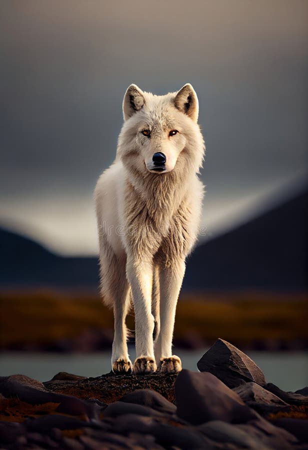 Fantastic Specimen of the Fierce White Wolf. Generative AI. Stock ...