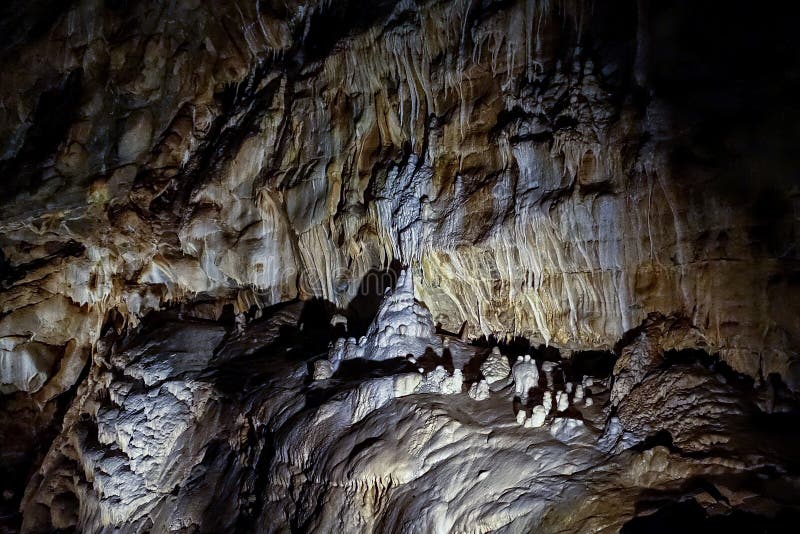 Fantastic Stalactite Caves and Wall Relief. Stock Image - Image of cold ...