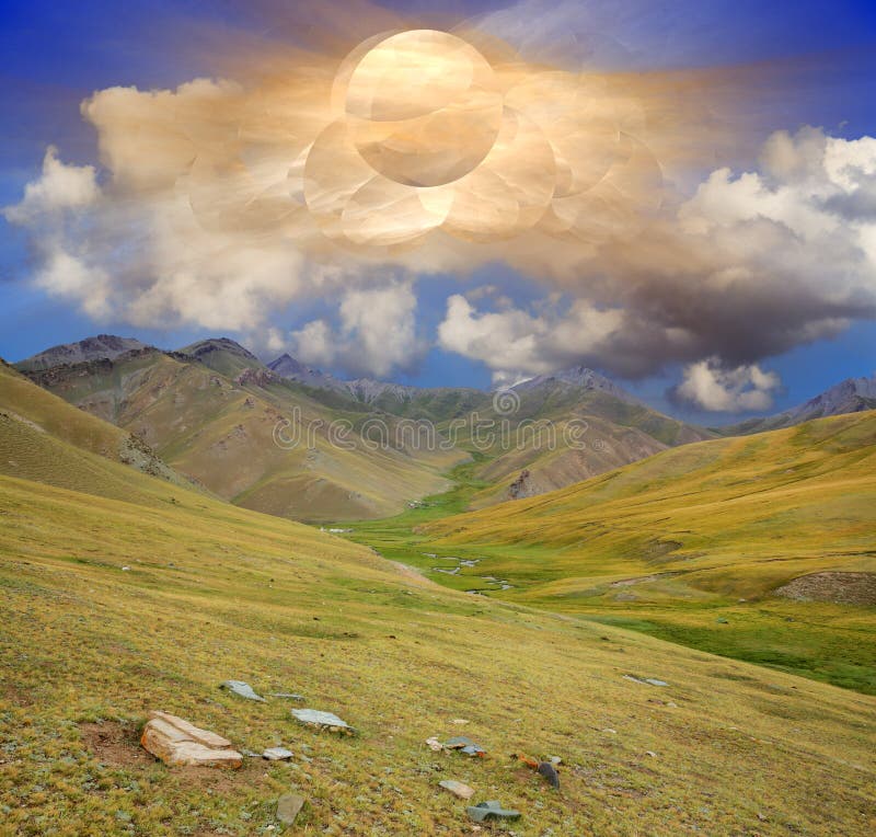 Fantastic Sunrise Over Mountain Valley Stock Image - Image of highlands ...