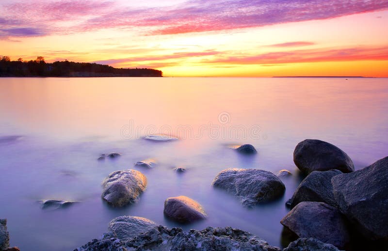 Fantastic sunset stock image. Image of water, blue, clouds - 9878185
