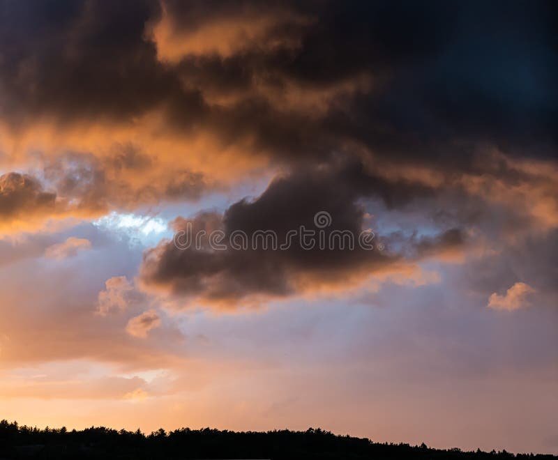 Fantastic Sunset with Dark and Colorful Clouds Stock Photo - Image of ...