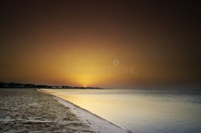 Fantastic Sunset on by Ocean. Stock Photo - Image of dusk, sunbeam ...