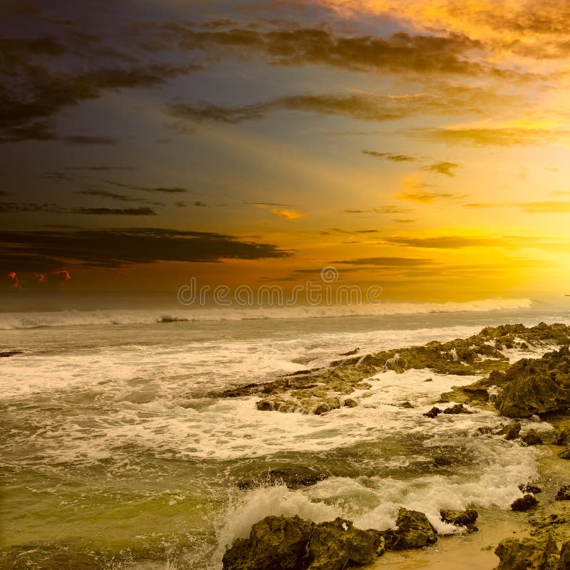 Fantastic sunset stock image. Image of coralreef, beam - 49254177