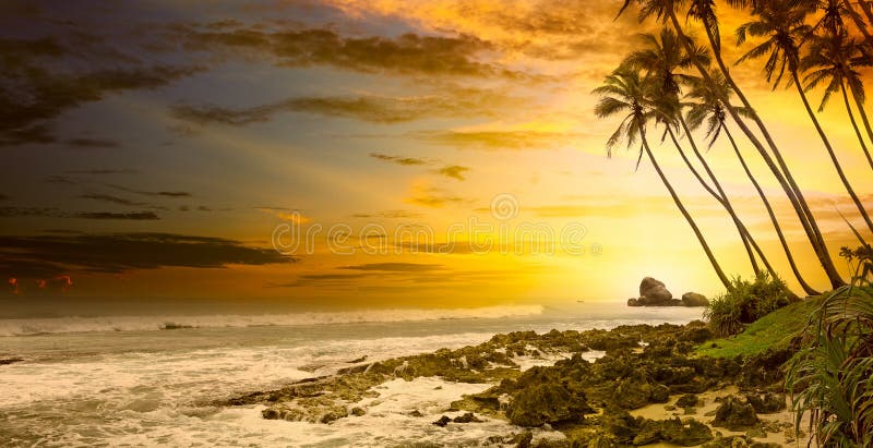 Fantastic sunset stock image. Image of ocean, clouds - 45616045